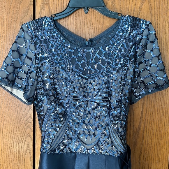 R&M Richards | Dresses | Rm Richards Size Navy Blue Sequin Prom Evening Formal High Low Dress ...